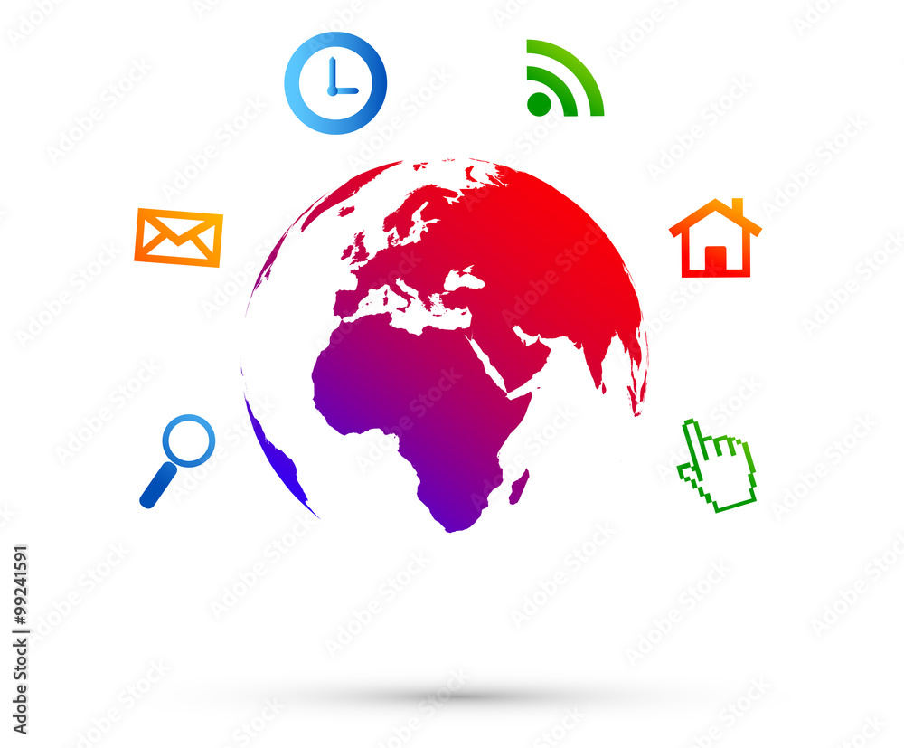 mondo, pianeta, connessione, icone, applicazione Stock Vector | Adobe Stock