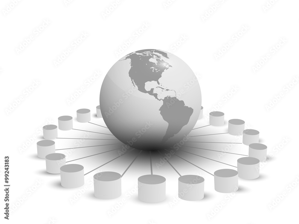 Vector illustration of database integration, different databases ...