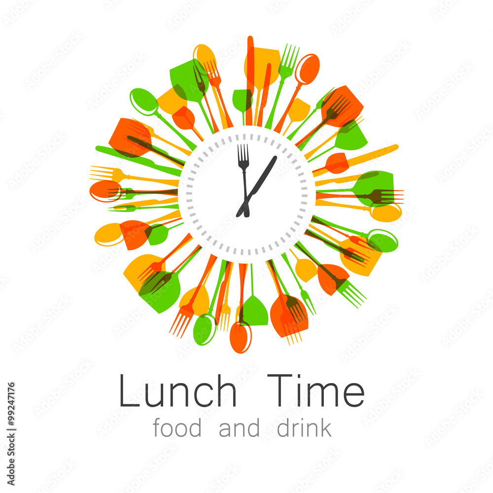 lunch time logo Stock Vector | Adobe Stock