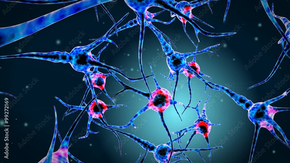 Neuron network. Neuron structure sending electric impulses and ...