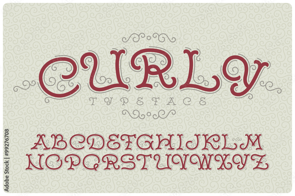 Vintage font with small decorative ornate. Curly typeface. Stock Vector ...