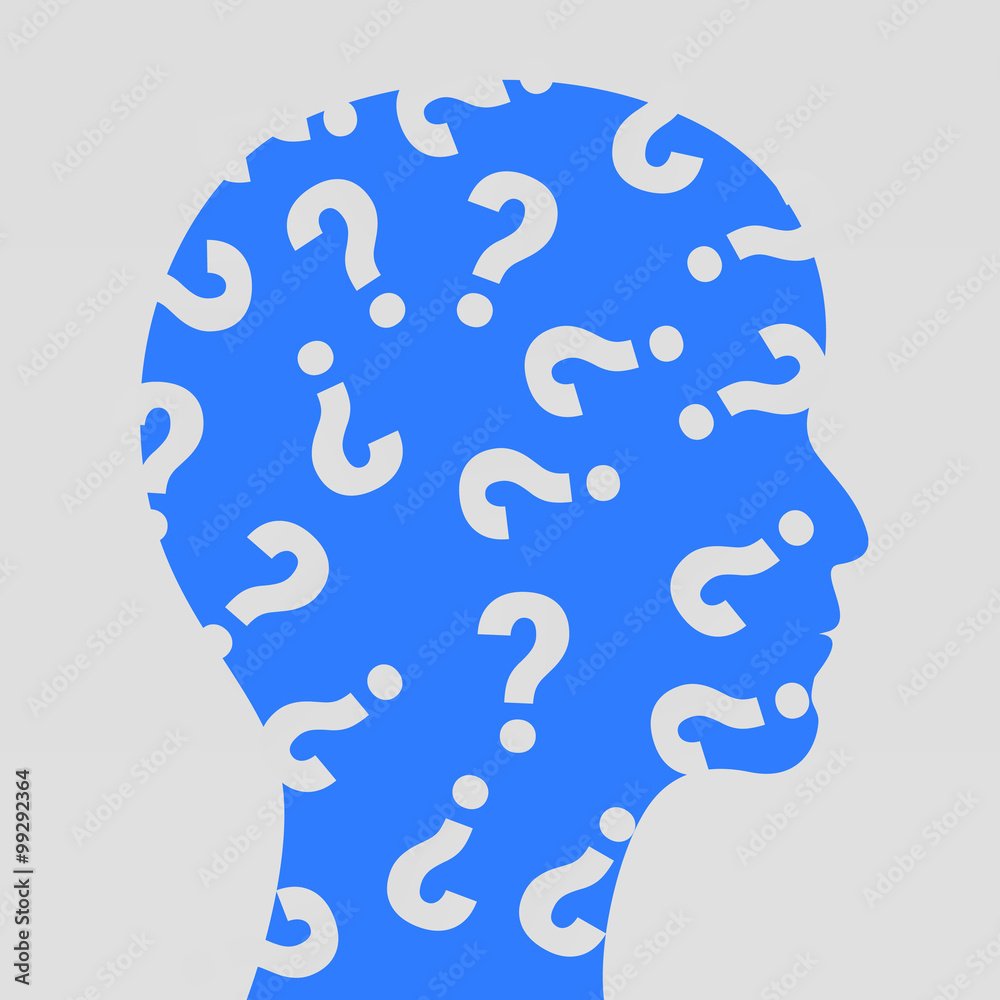 Human face with question marks. Vector illustration Stock Vector ...