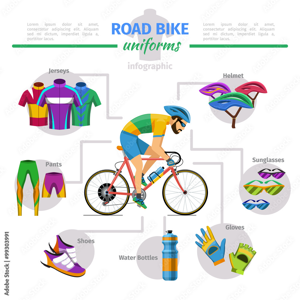Road bike uniforms vector infographic Stock Vector | Adobe Stock