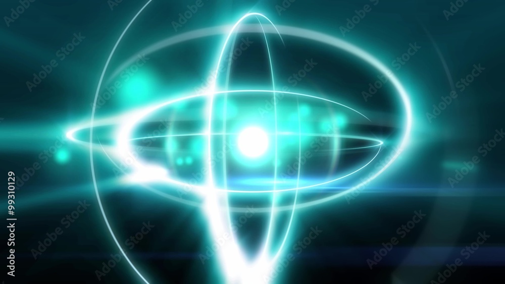 Abstract atomic light atom with nucleus proton neutron and electron ...