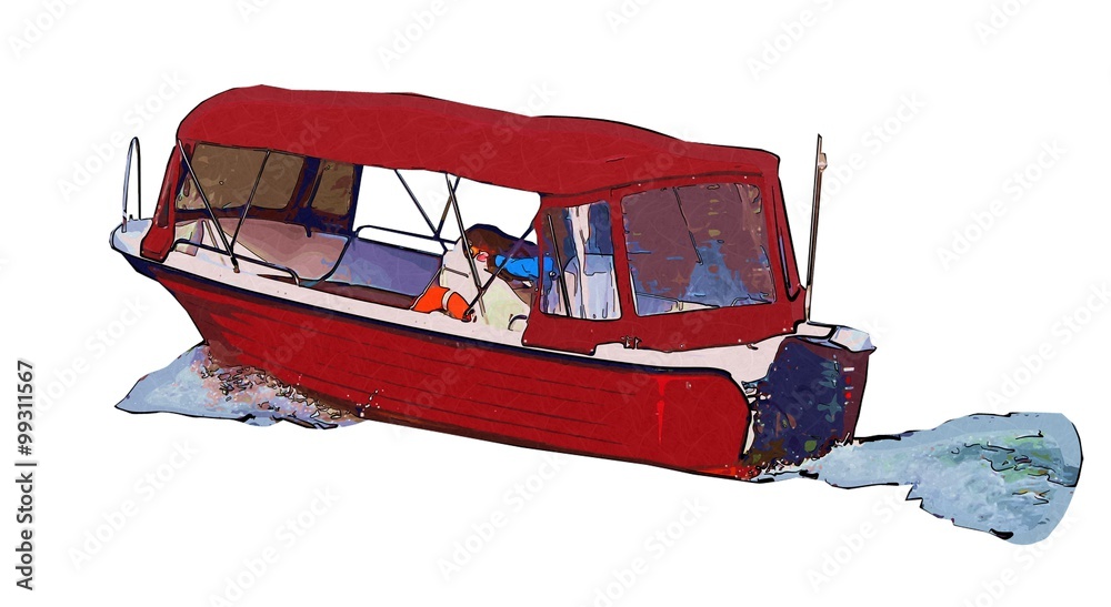 Motor boat art illustration Stock Illustration | Adobe Stock