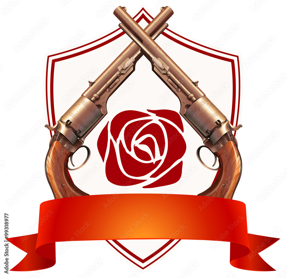 Vintage gun with banner design Stock Vector | Adobe Stock