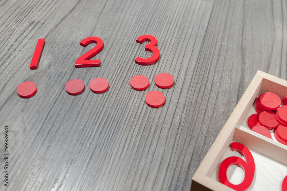Montessori Cut-Out Numeral and Counters Stock Photo | Adobe Stock