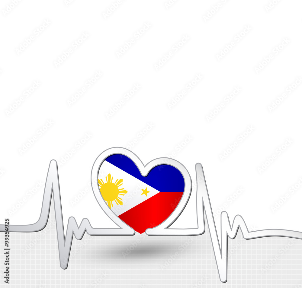 Philippines flag heart and heartbeat line Stock Vector | Adobe Stock