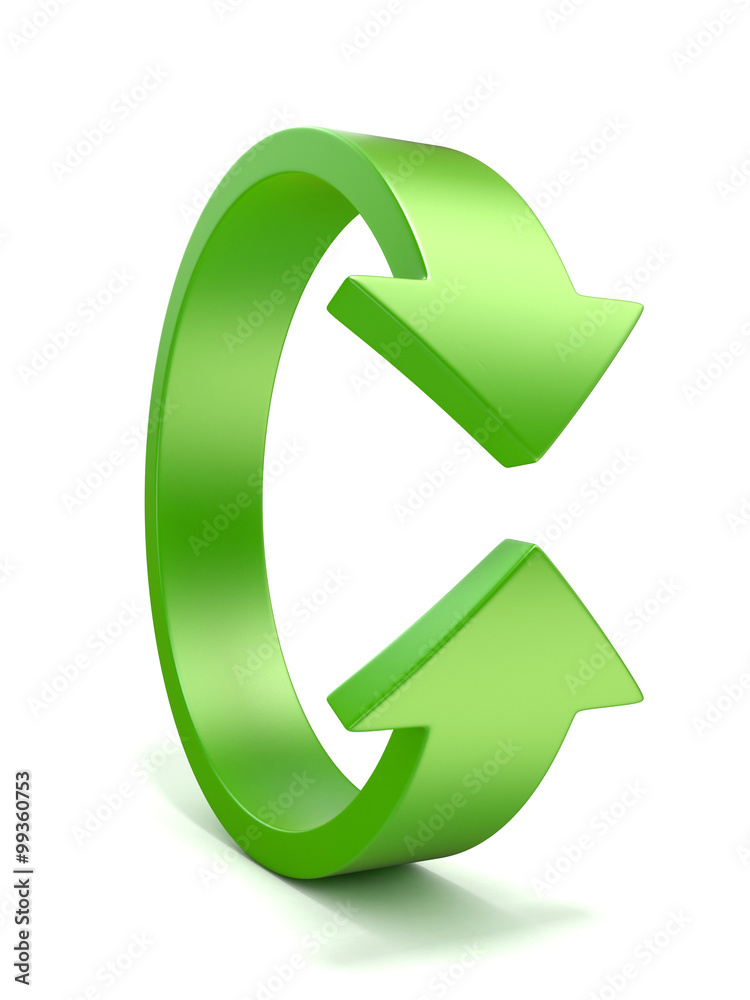 Green, vertical rotation, arrow sign. 3D illustration isolated on white ...