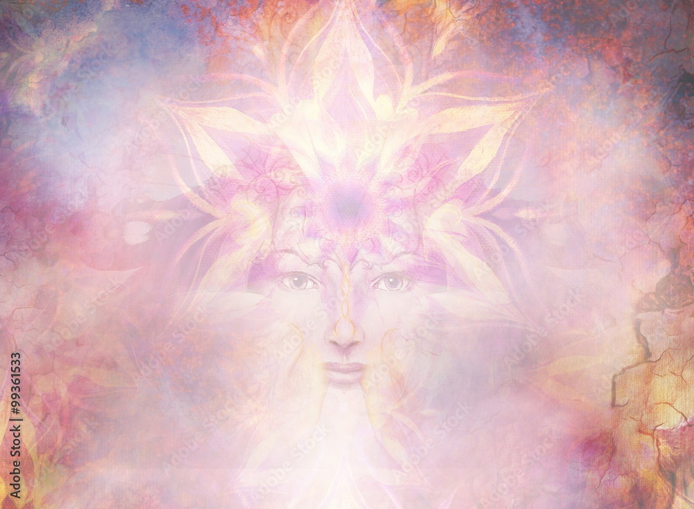 Beautiful Painting Goddess Woman with ornamental mandala and color ...