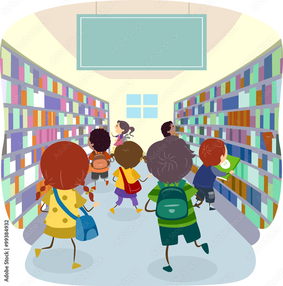 Stickman Kids Book Store Selection Stock Vector | Adobe Stock