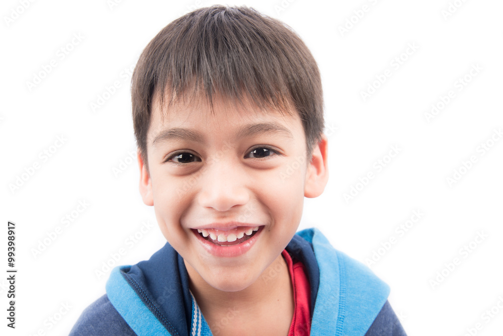 Close up face portrait little boy on white background Stock Photo ...