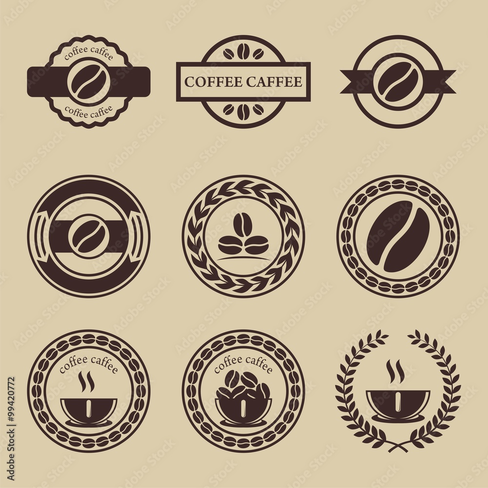 Set of Vector Coffee Emblem Logo Design Stock Vector | Adobe Stock
