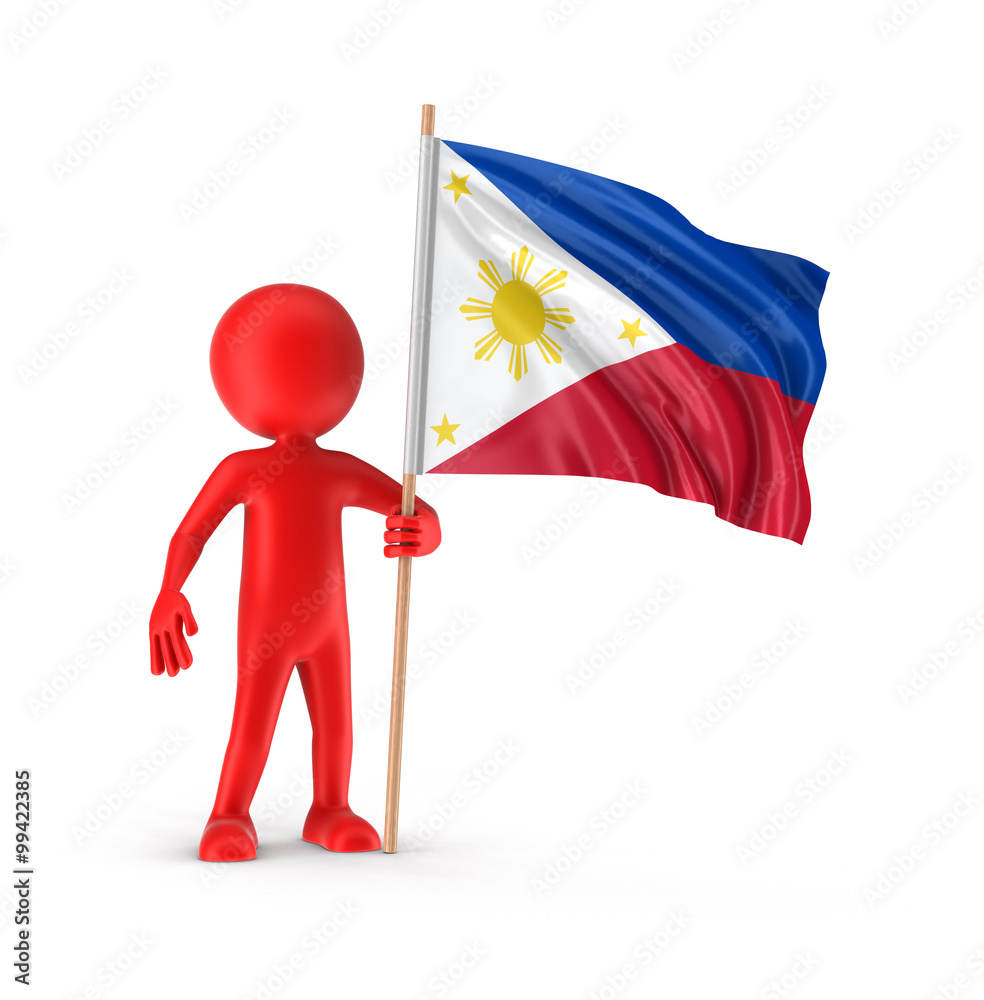 Man and Philippine flag. Image with clipping path Stock Illustration ...