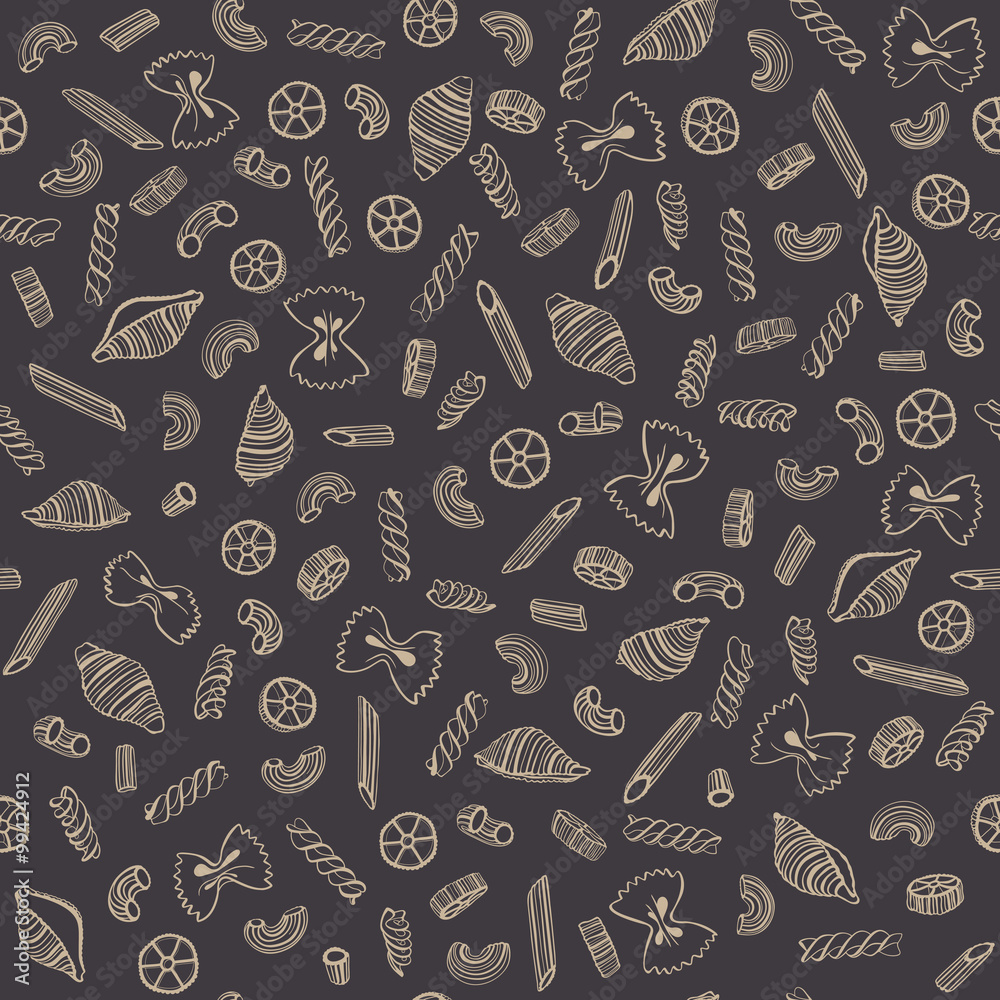 Pasta background. Seamless pattern. Vector illustration. Hand drawn ...