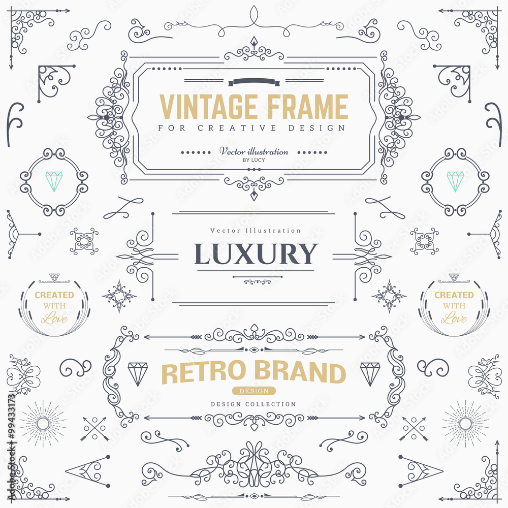 Collection of vintage vector patterns. Stock Vector | Adobe Stock