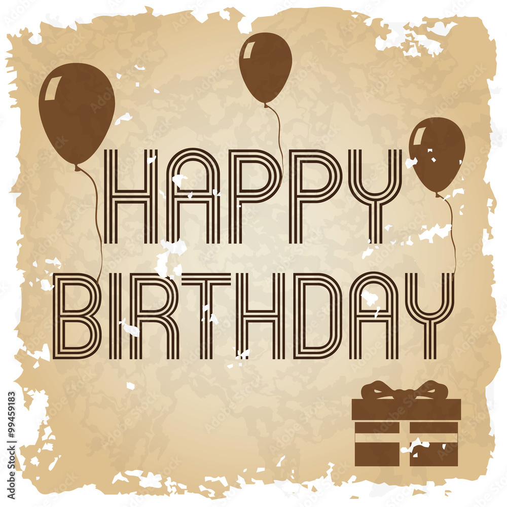 happy birthday on the old paper background eps10 Stock Vector | Adobe Stock