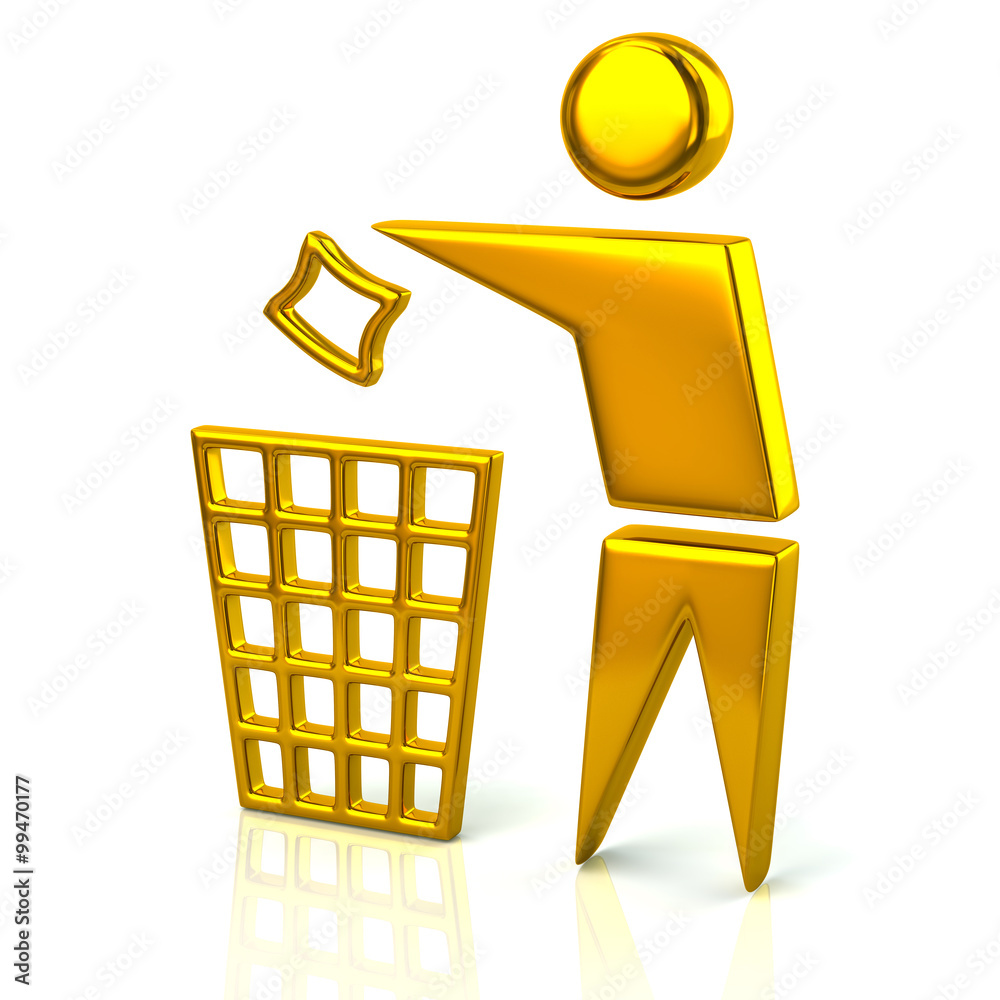 Golden garbage recycling sign Stock Illustration | Adobe Stock