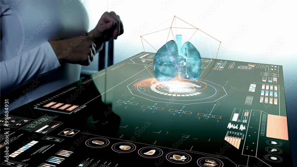 motion graphics healthcare medical technology touchscreen lungs 3D ...