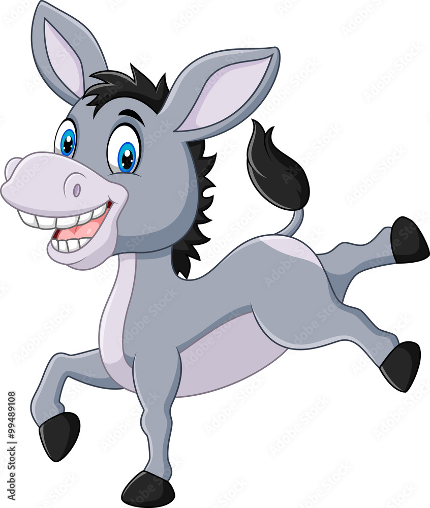 Cartoon happy donkey isolated on white background Stock Vector | Adobe ...