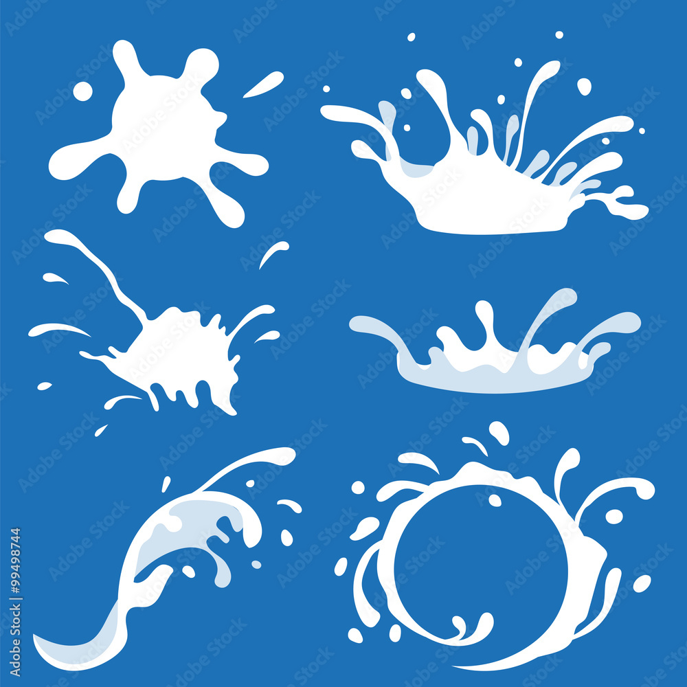 Set of Milk Splash. Vector illustration. Stock Vector | Adobe Stock
