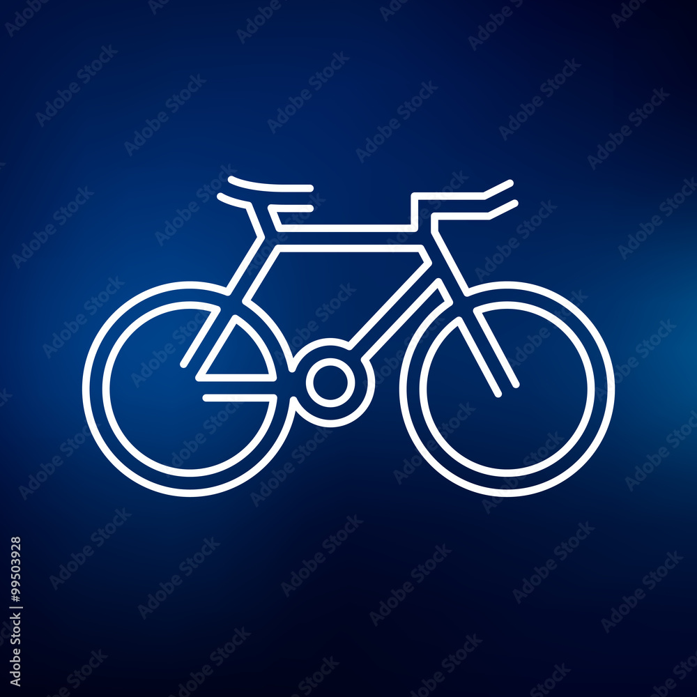 Bicycle icon. mountain bike sign. Cycle symbol. Thin line icon on blue ...