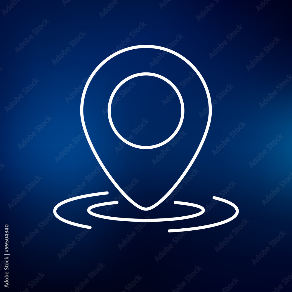GPS marker icon. Location pointer sign. Coordinate pin symbol. Thin ...