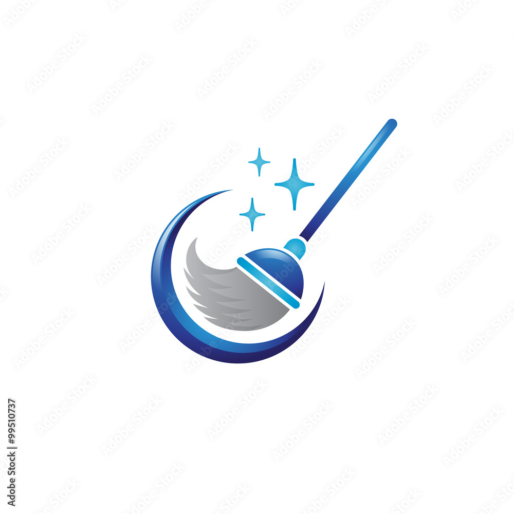 Cleaning Broom Logo Stock Vector | Adobe Stock