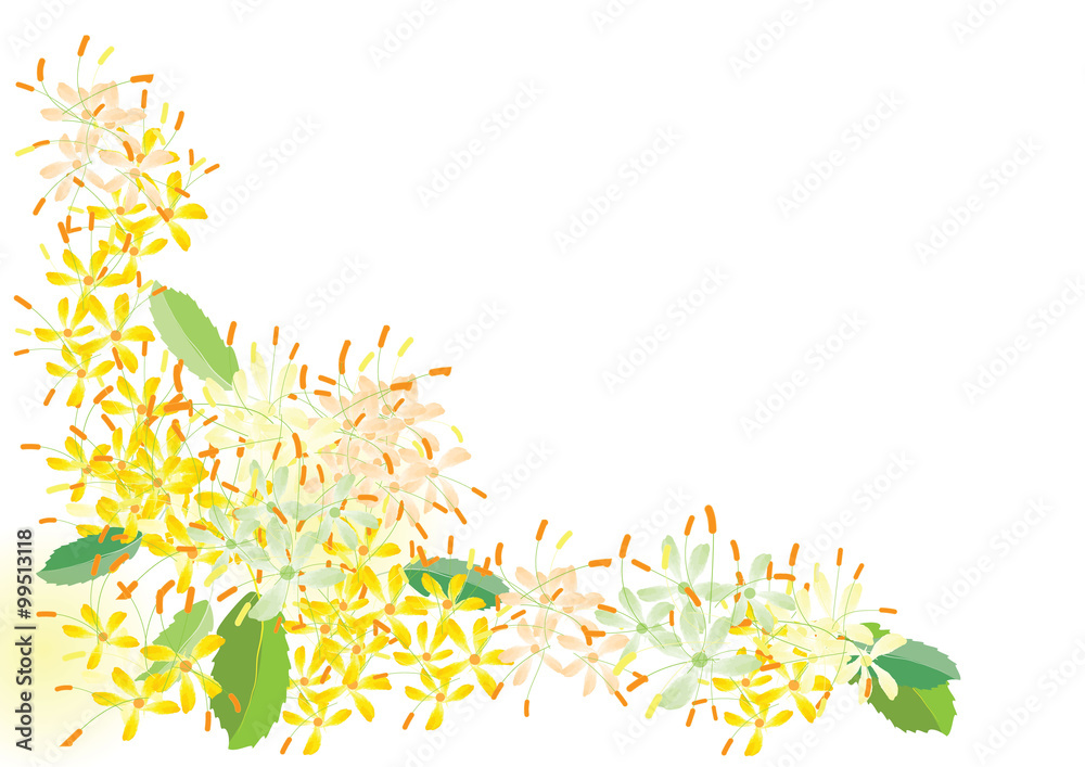 small cute yellow flower border design for background vector ...