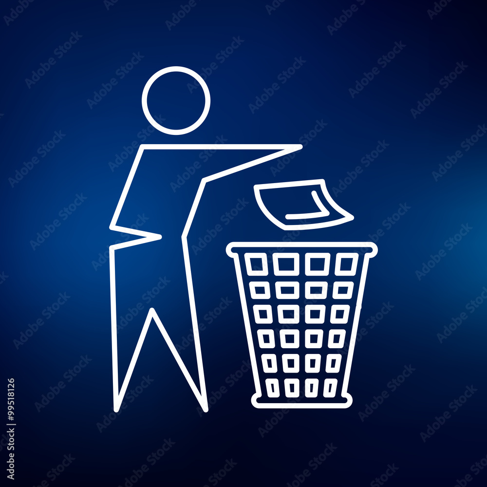 Dispose trash icon. Dispose trash sign. Dispose trash symbol. Thin line ...