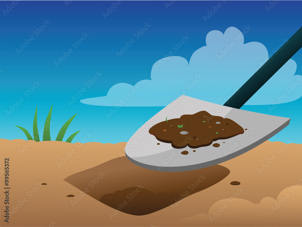cartoon vector illustration of a shovel digging Stock Vector | Adobe Stock