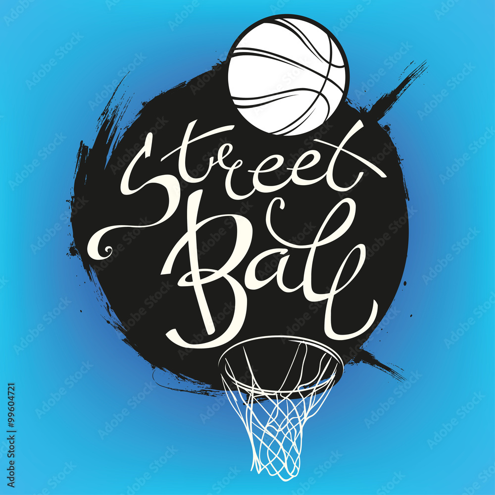 Streetball lettering label Stock Vector | Adobe Stock