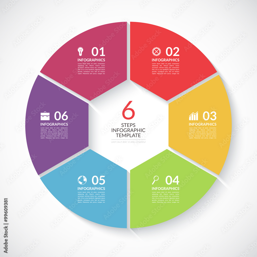 Infographic circle banner. Vector template with 6 steps, parts, options ...