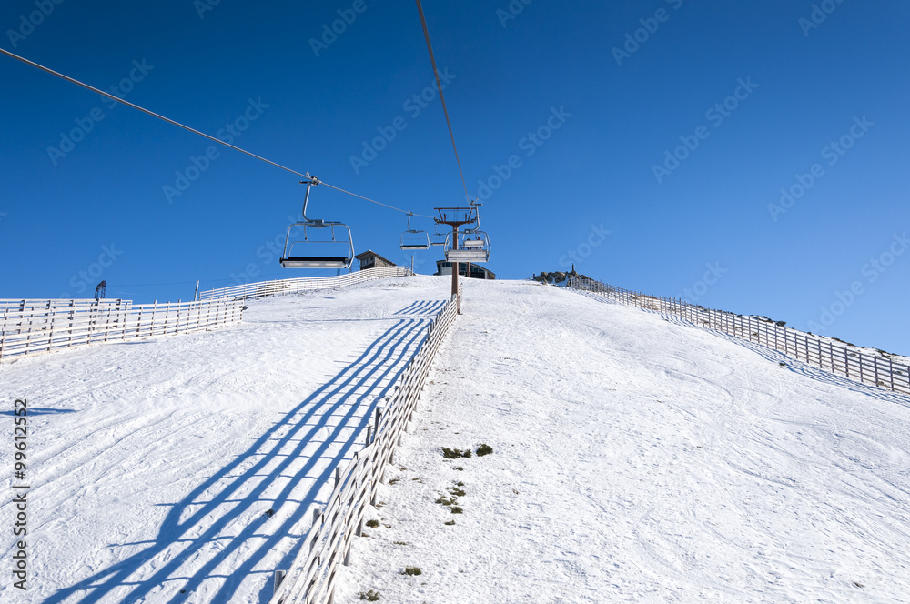 Chair lift in Navacerrada Ski Resort, Navacerrada Mountain Pass, Madrid ...