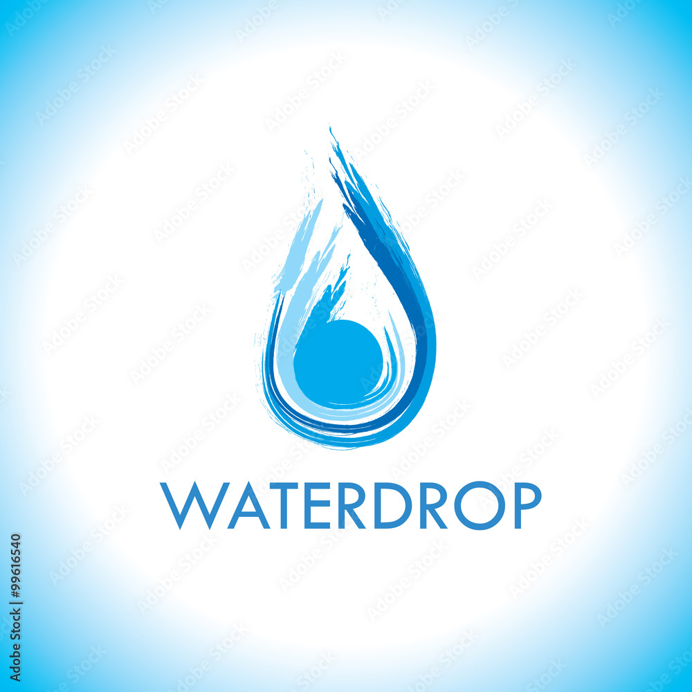 Cute waterdrop with splash in water for a logo design.Depicts the ...