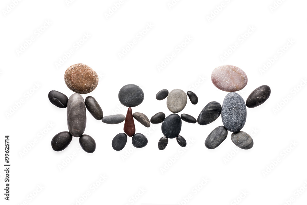 Stone family. Happy family parents with their children built out of ...