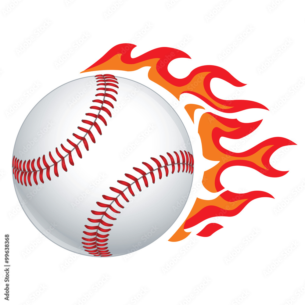 Vector Baseball in Flames Stock Vector | Adobe Stock