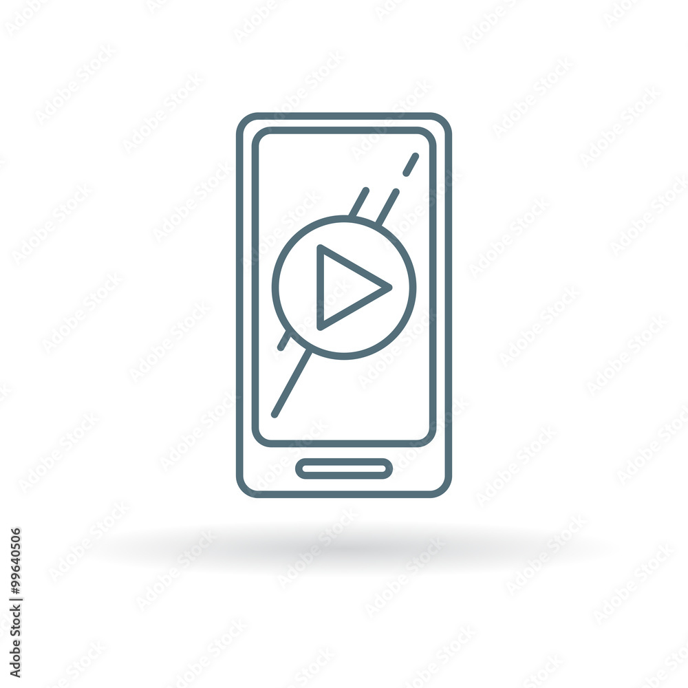 Smartphone media play icon. Mobile device multimedia sign. Cellphone ...