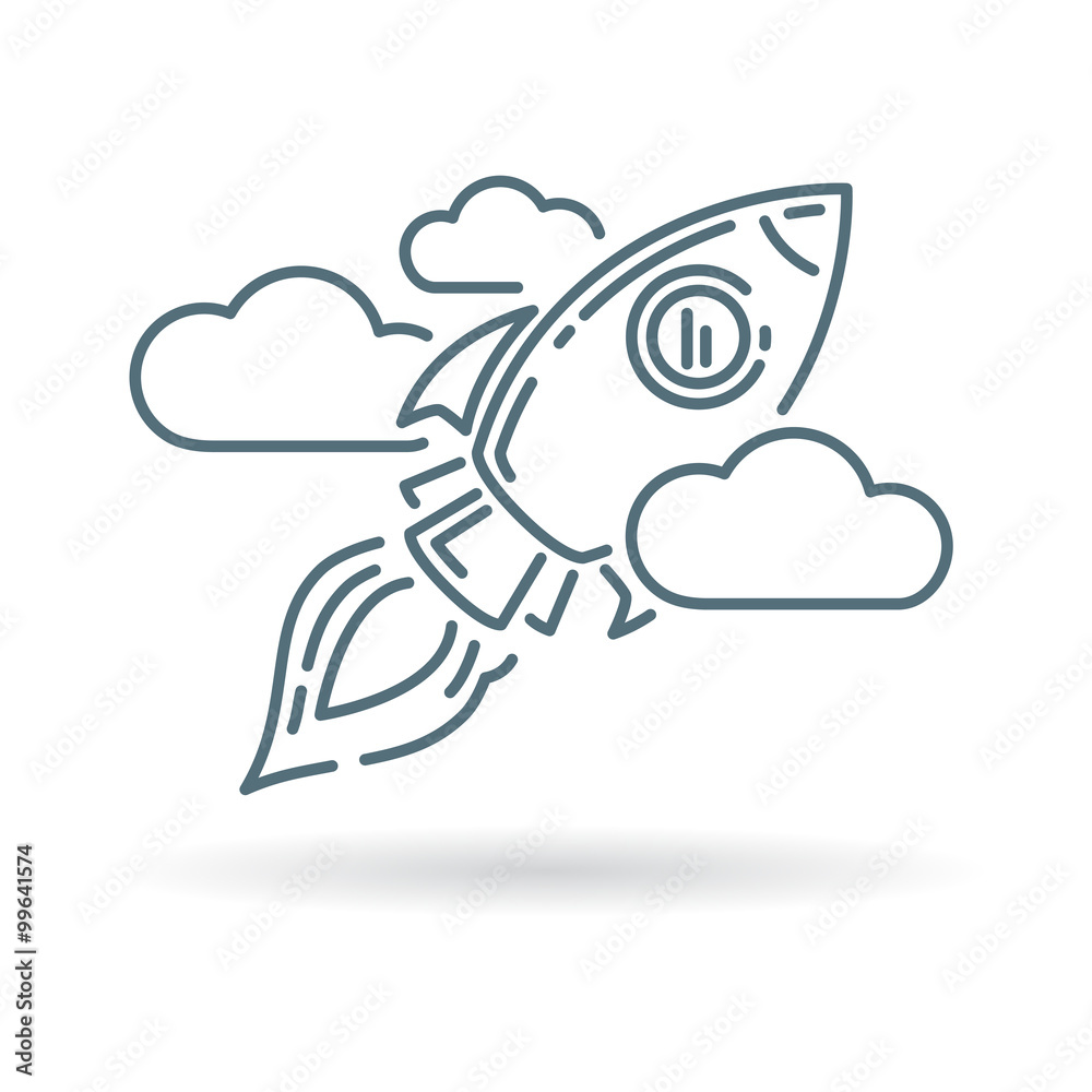 Conceptual rocket flying icon. Spaceship flying sign. Rocket ship ...