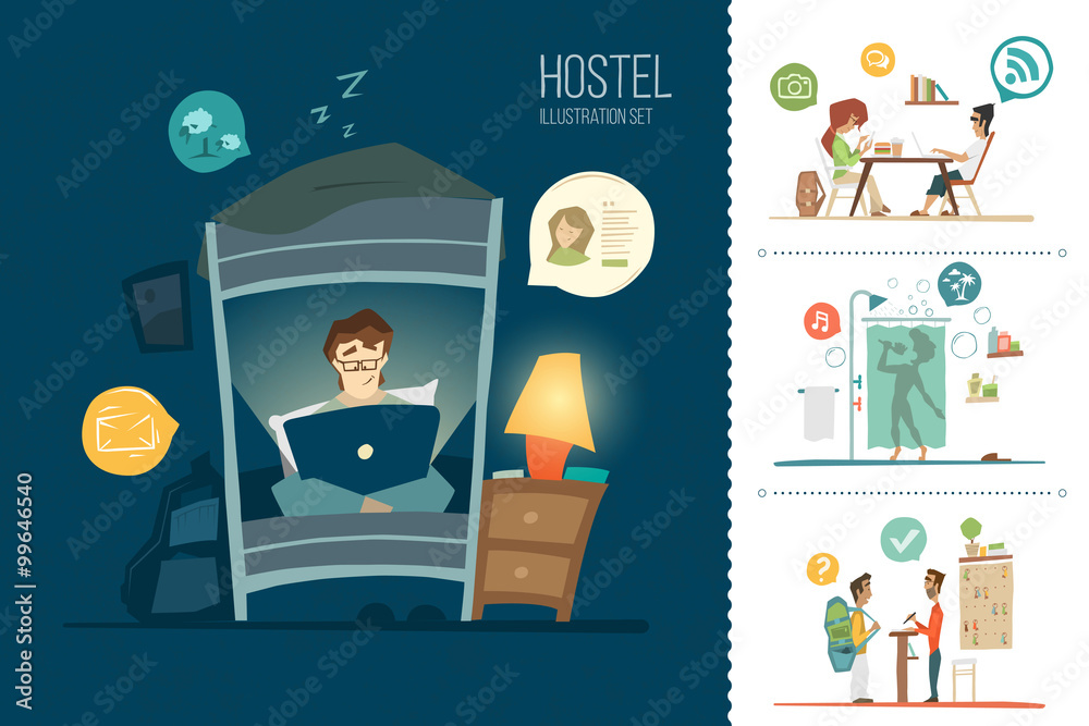 Hostel illustration Stock Vector | Adobe Stock
