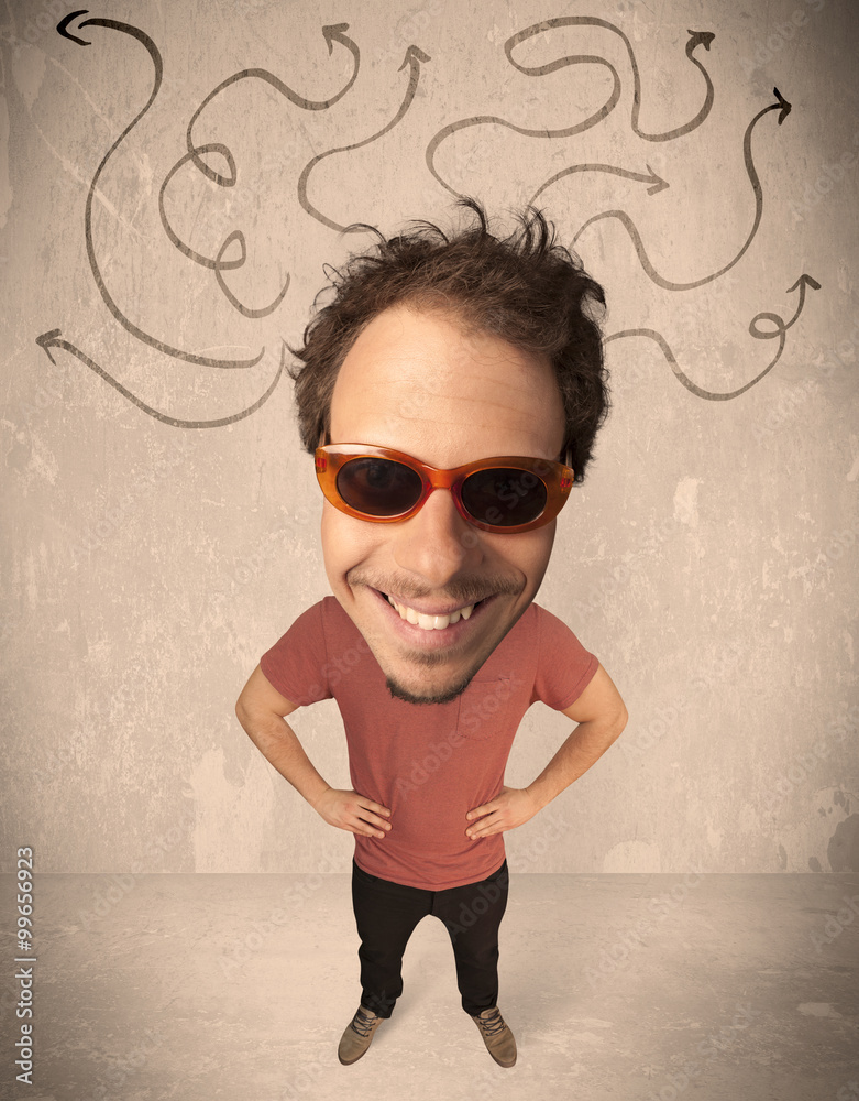 Big head person with arrows Stock Photo | Adobe Stock