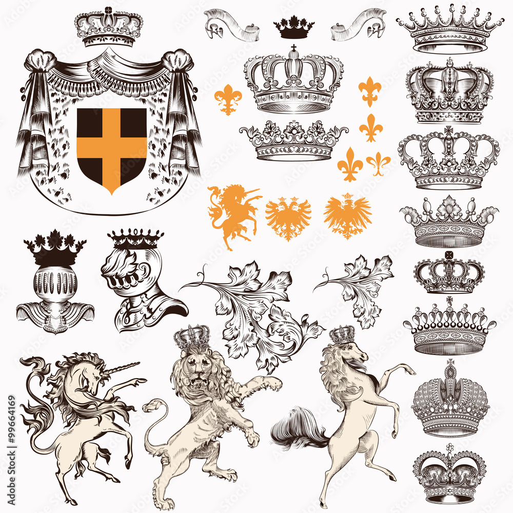Vector set of luxury royal vintage elements for your heraldic design ...