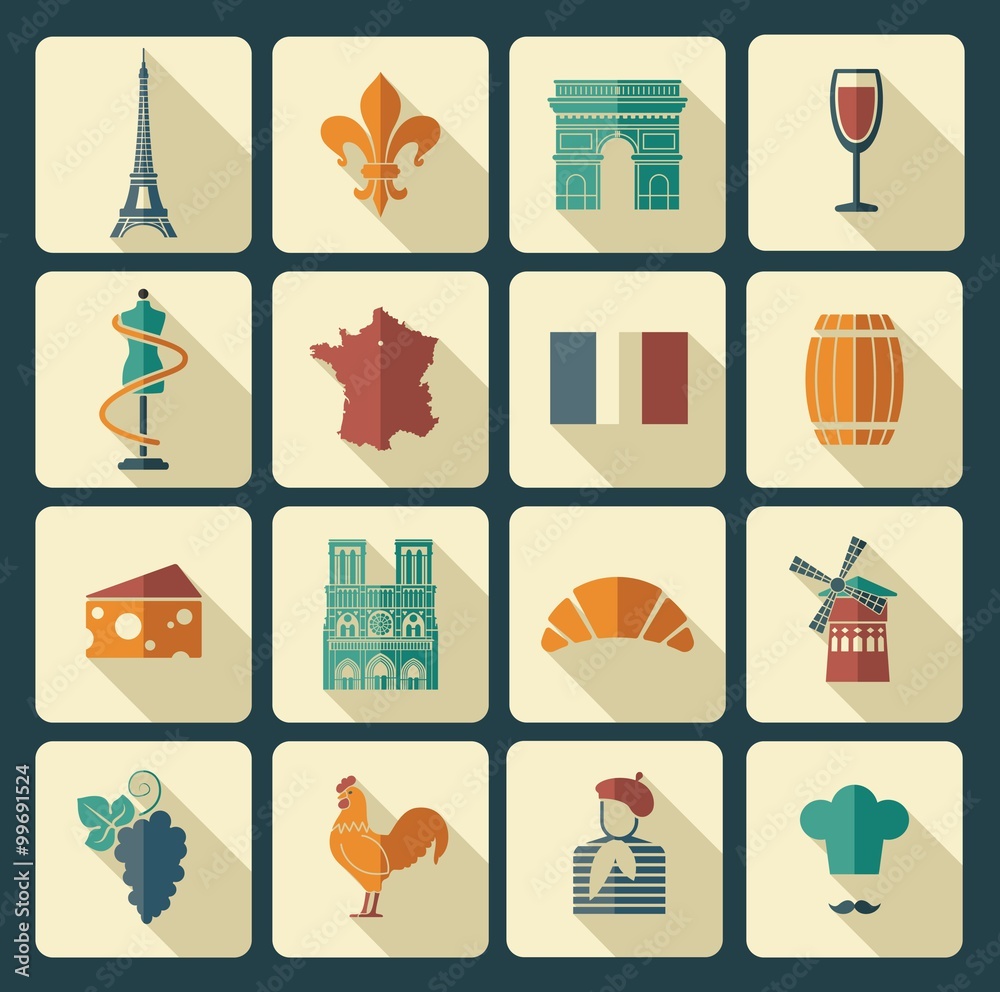 Symbols of France Stock Vector | Adobe Stock