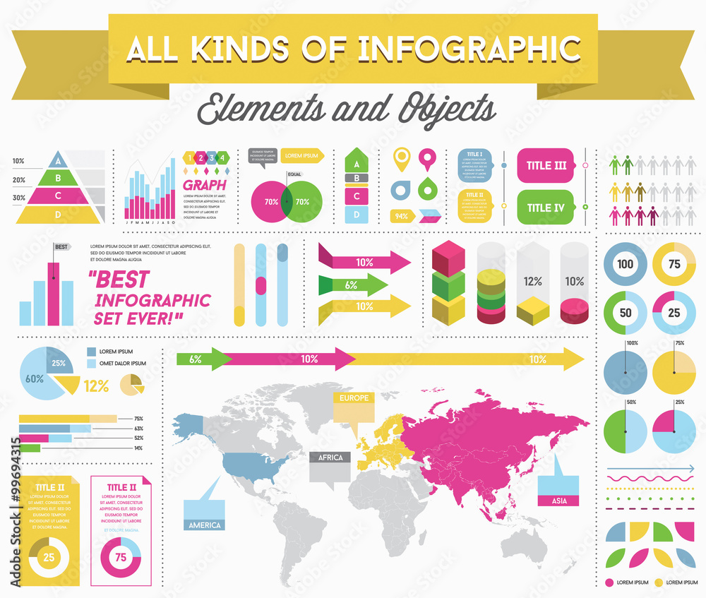 Infographics Elements and Objects Big Huge Set All Kinds of Infographic ...
