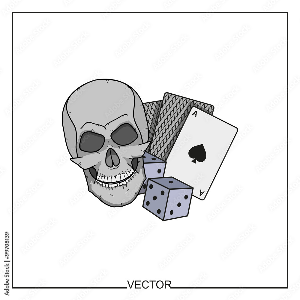 Vector illustration of playing cards and skull Stock Vector | Adobe Stock