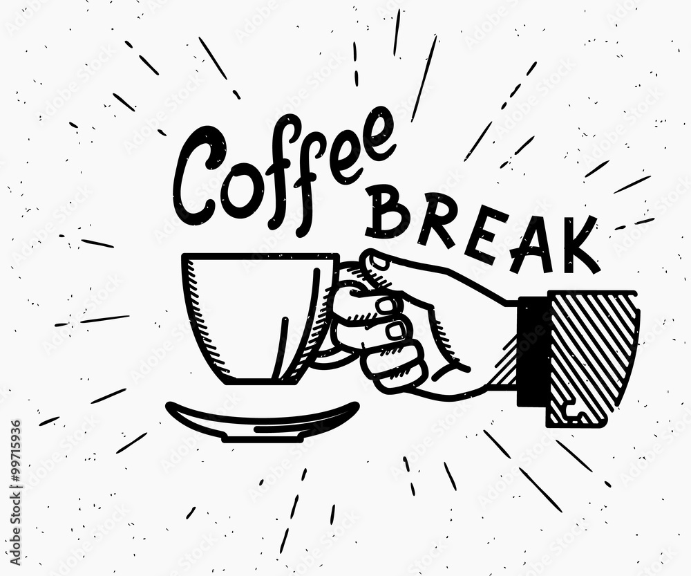 Retro coffee break crafted illustration Stock Vector | Adobe Stock