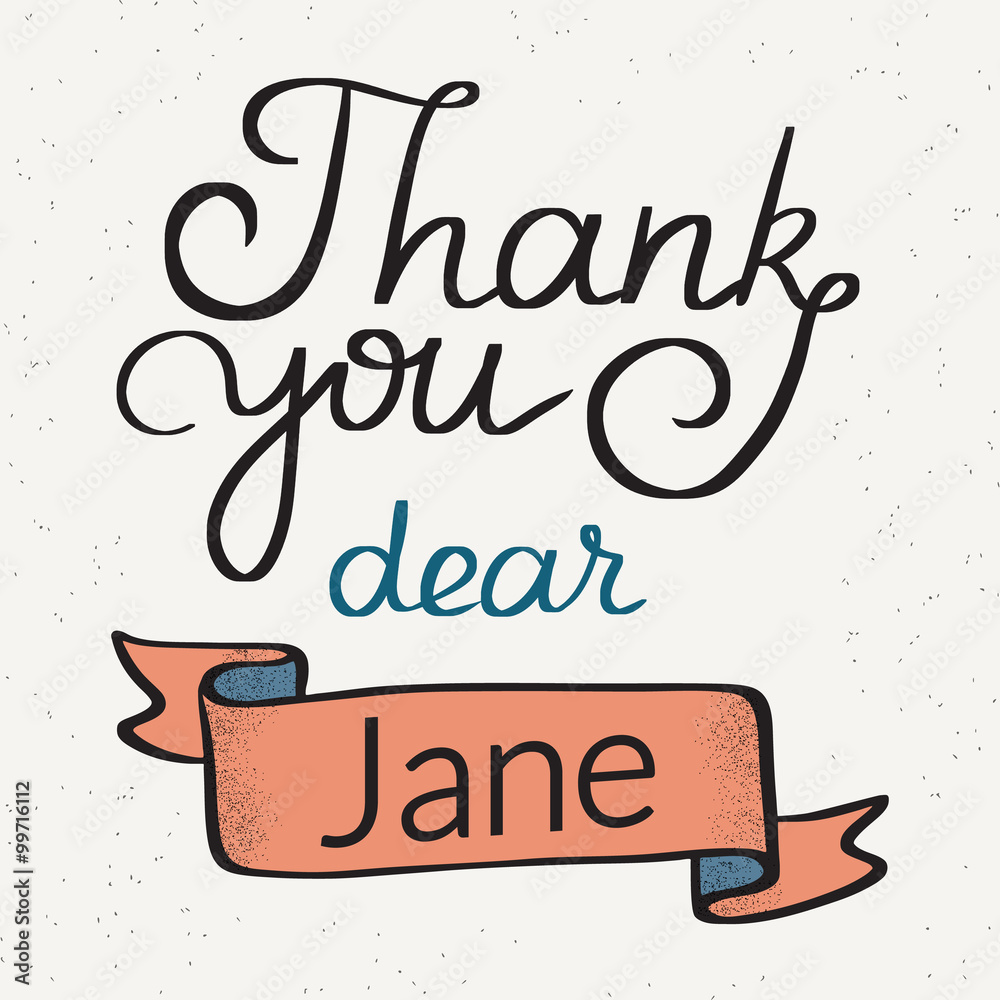 Thank you dear Jane handwritten design Stock Vector | Adobe Stock