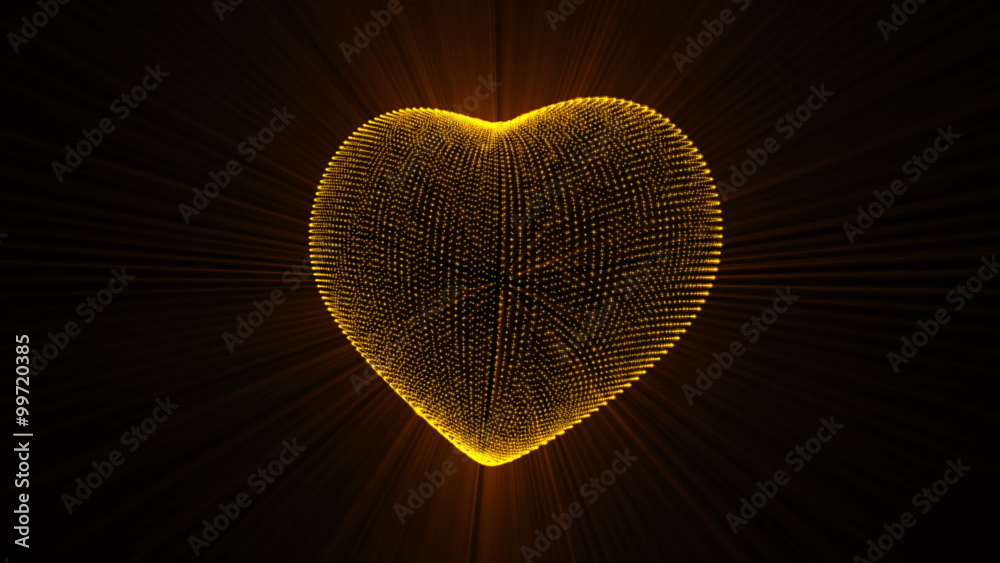 Gold Pulsing 3D Heart Background. Animated Seamless Looping Motion ...