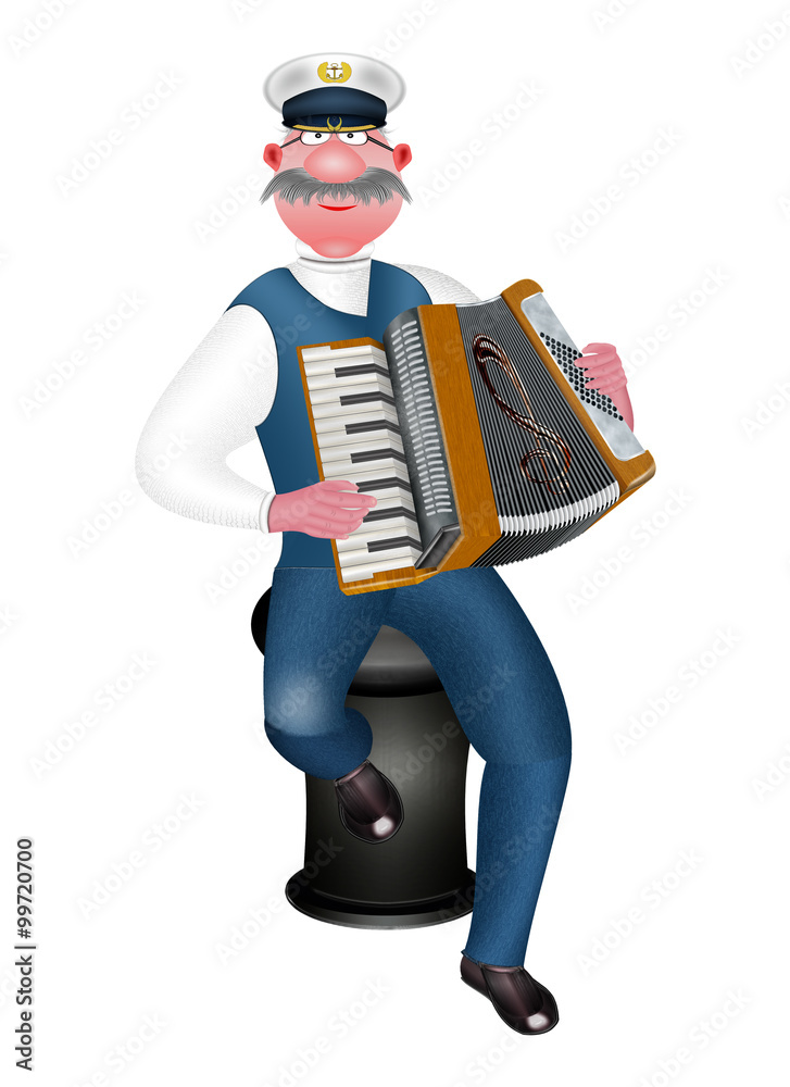 Seemann mit Akkordeon Stock-Illustration | Adobe Stock