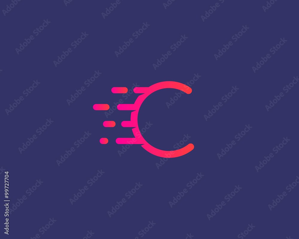 Abstract letter C logo design template. Dynamic vector unusual line ...